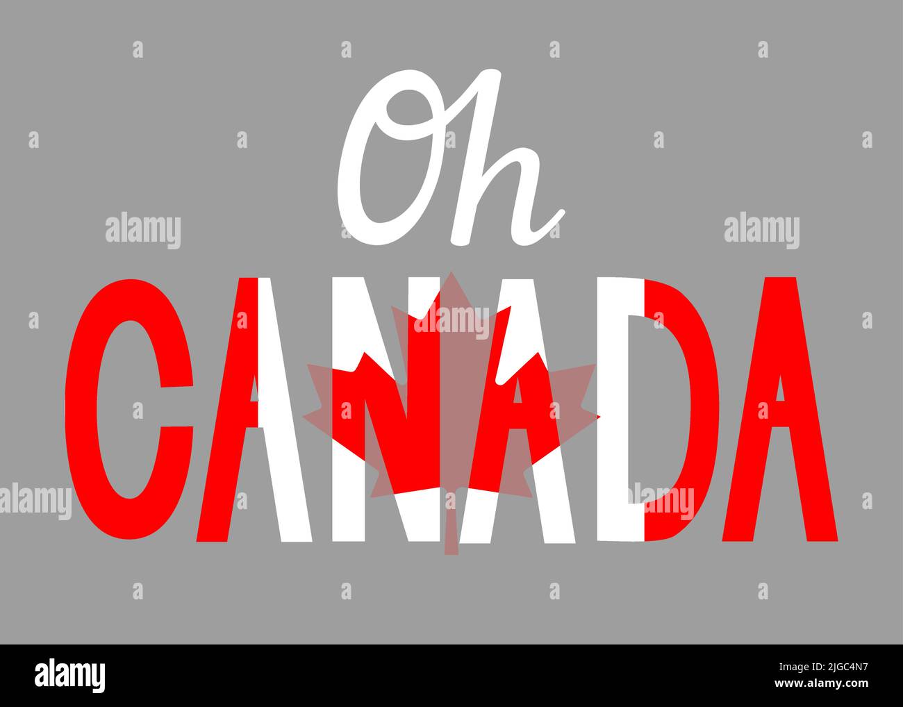 Oh Canada vector illustration logo with Canadian maple leaf ...