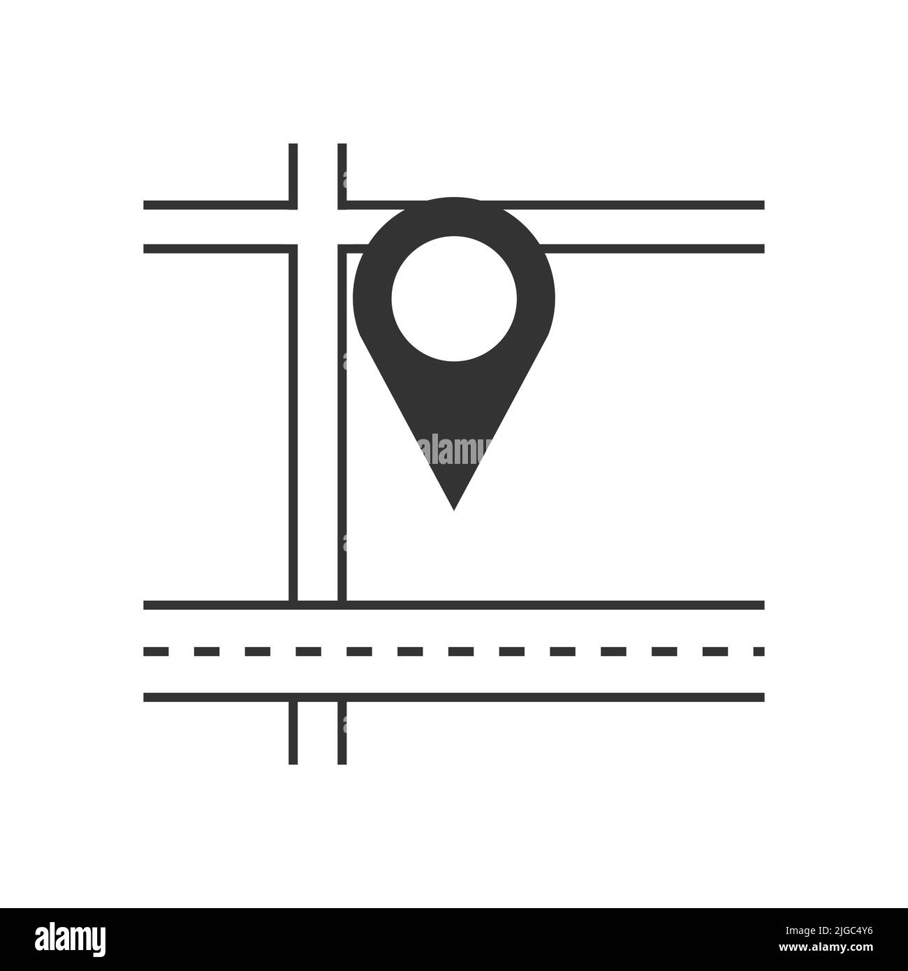 Point on the map icon. Concept of online cards in linear style Stock ...