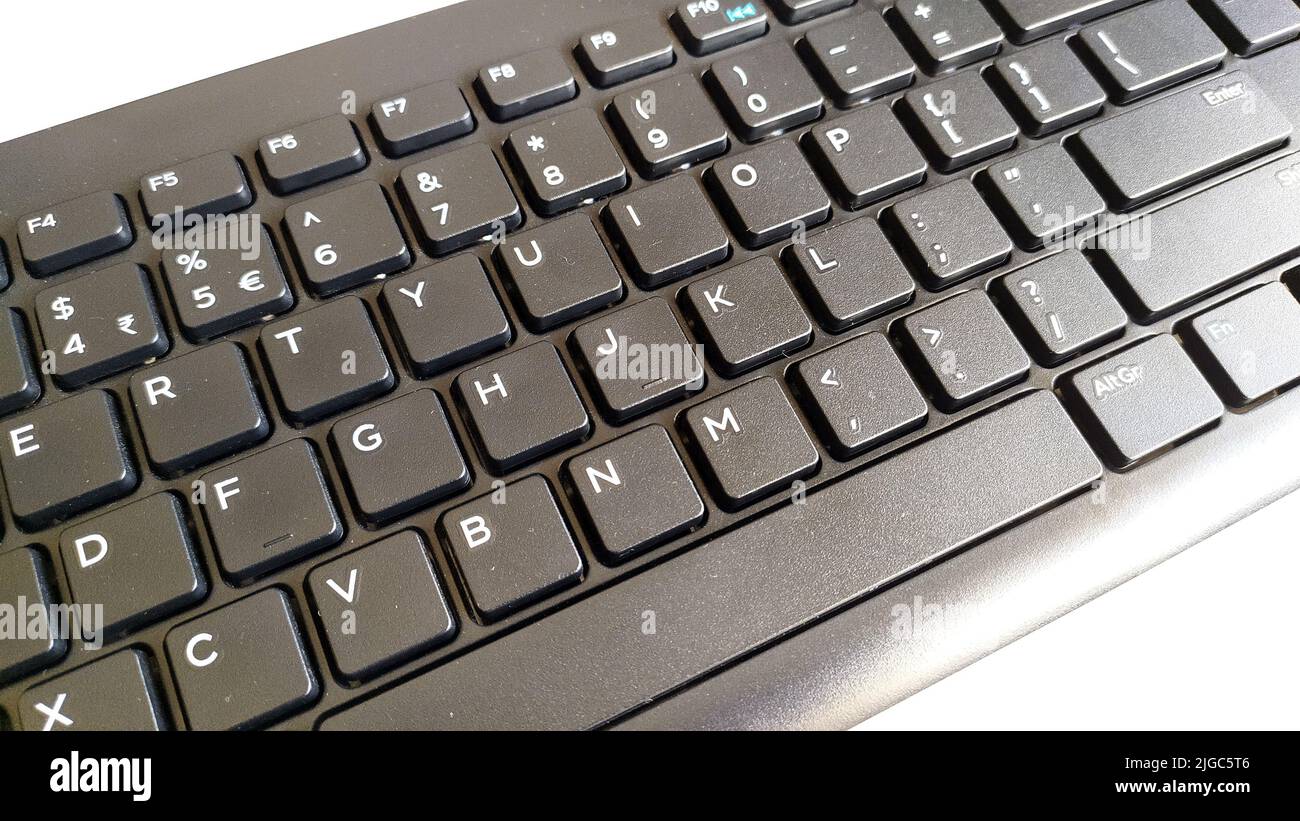 realistic black keyboard with blue accent color enter key and led lock ...