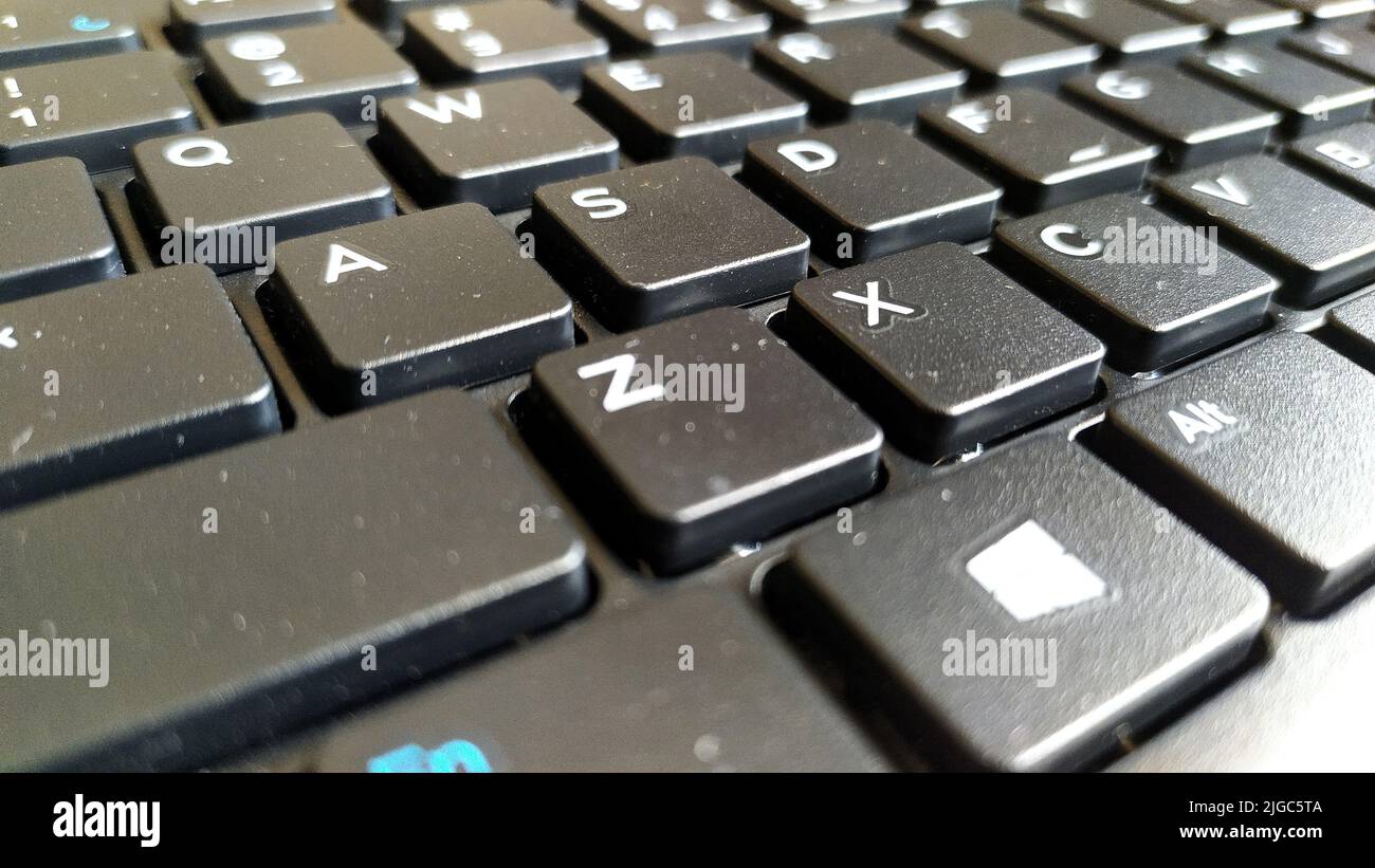 realistic black keyboard with blue accent color enter key and led lock ...