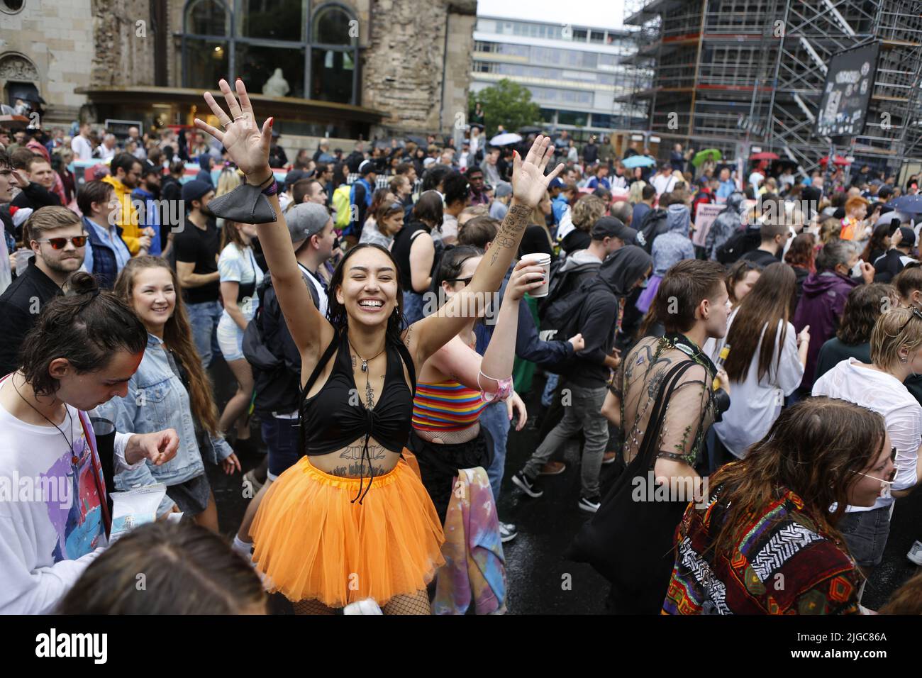 07/09/2022, Berlin, Germany. Techno parade "Rave the Planet" under the ...