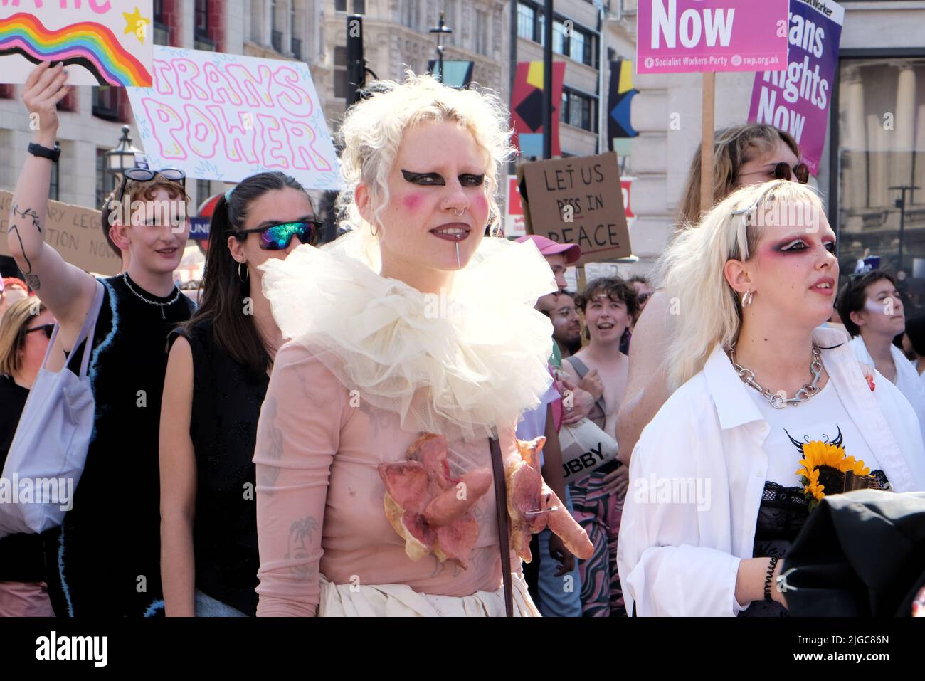 London, UK, 9th July, 2022. Thousands of trans rights activists and ...