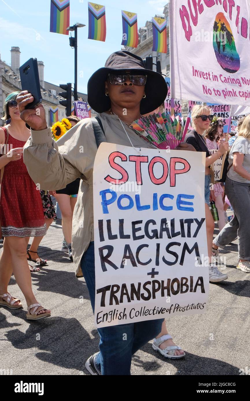 London, UK, 9th July, 2022. Thousands of trans rights activists and ...