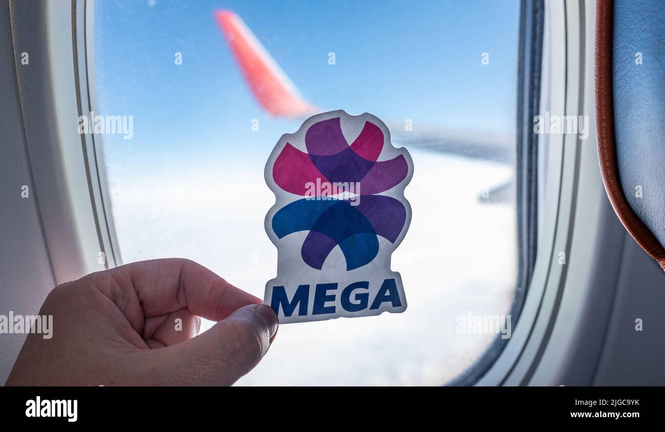 December 6, 2021, Male, Maldives. Emblem of Mega Maldives Airlines ...