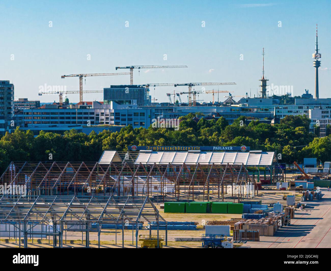 MUNICH, GERMANY - JULY 3rd: Setup of the annual Oktoberfest on July 3rd ...