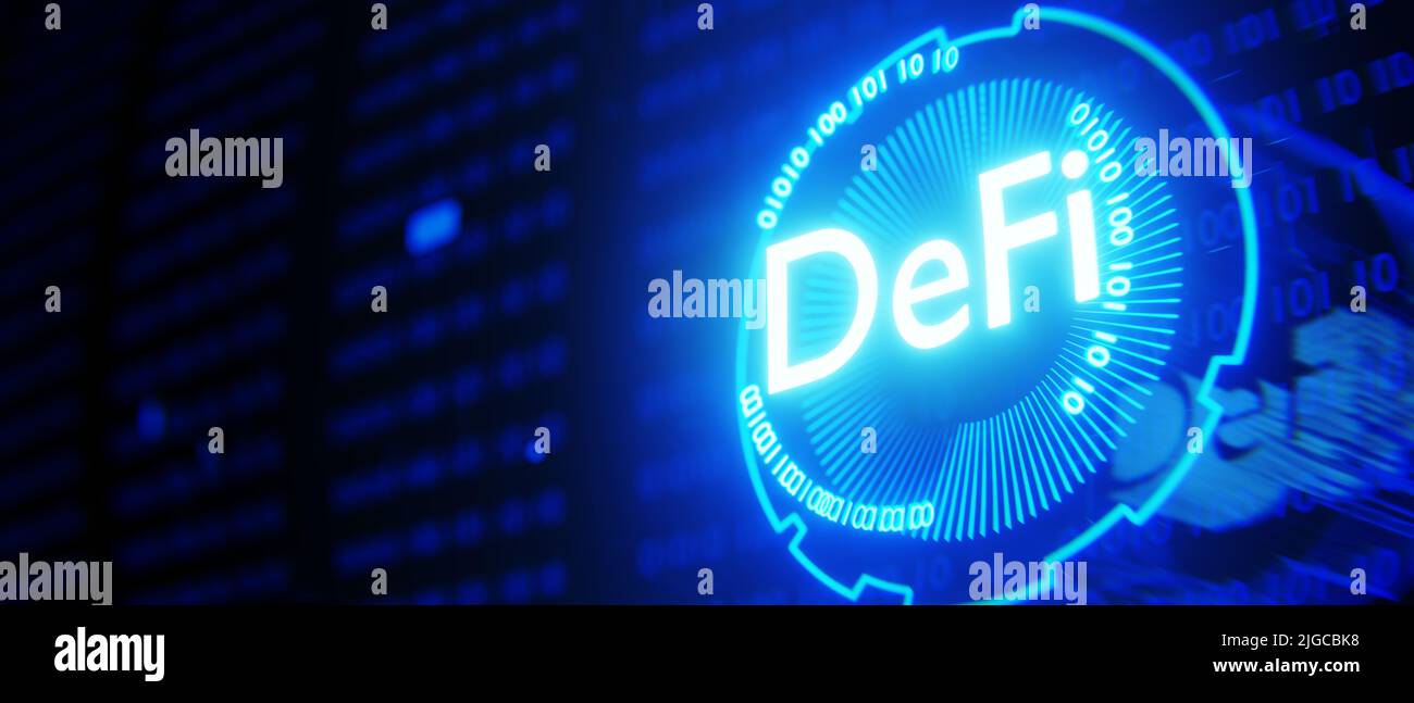 Blockchain concept, decentralized financial system. DeFi-decentralized ...