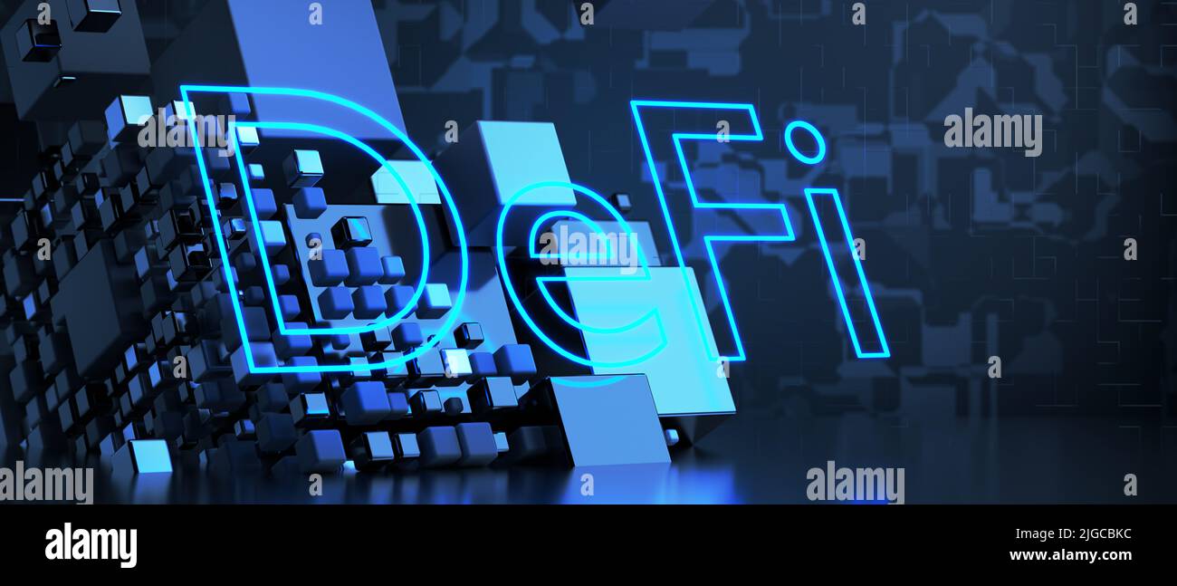 Blockchain concept, decentralized financial system. DeFi-decentralized ...