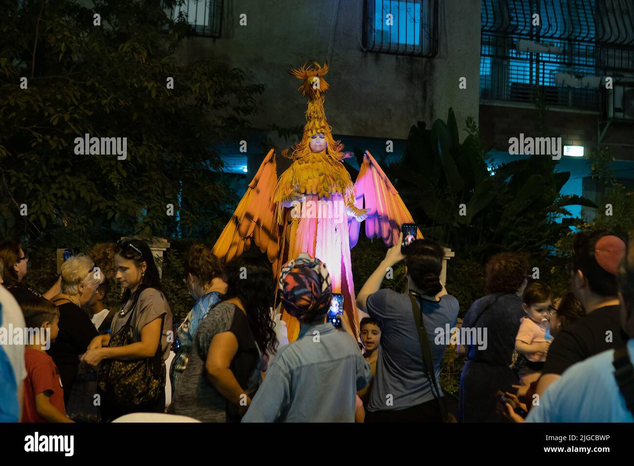 Rehovot, israel-July 7, 2022. Exhibition of living statues on the ...