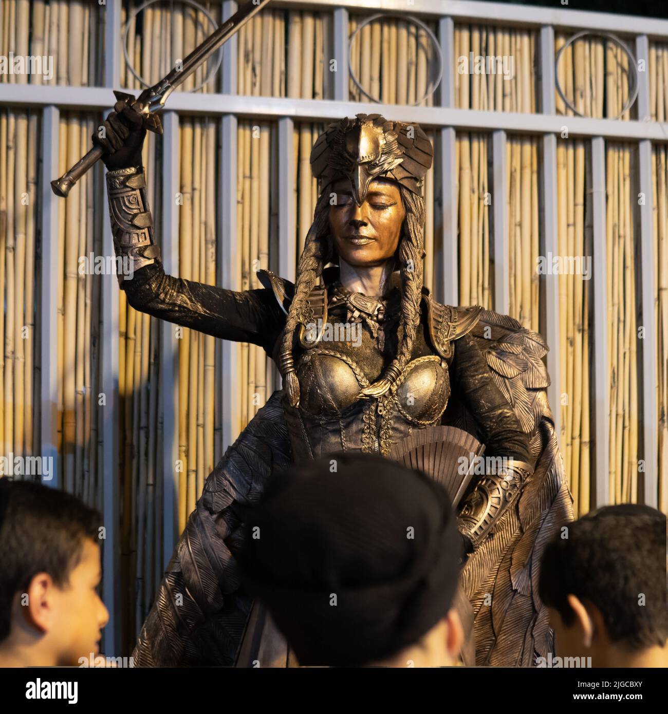 Rehovot, israel-July 7, 2022. Exhibition of living statues on the ...