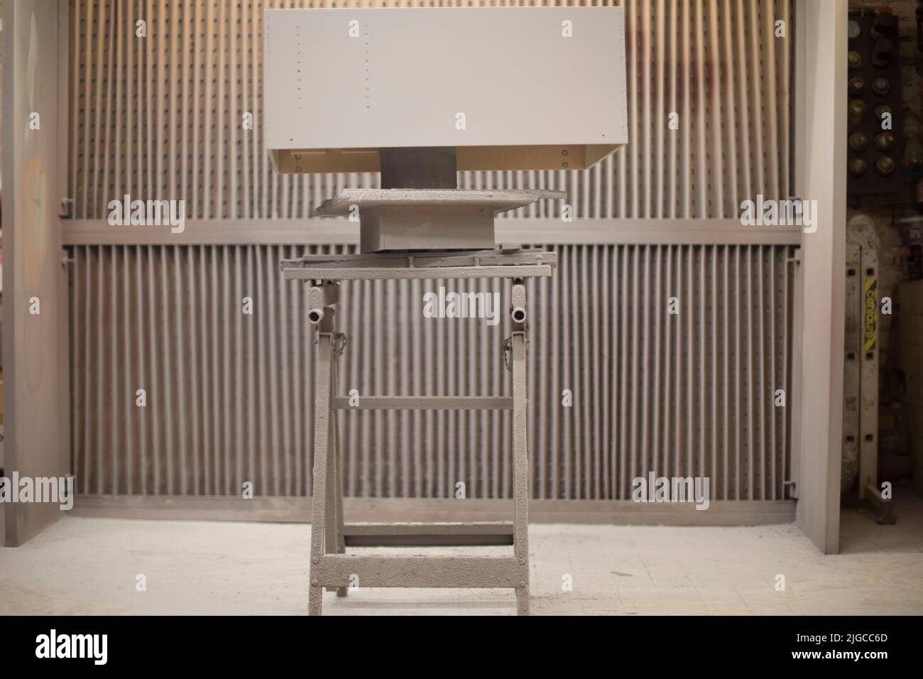 Items in garage. Workplace for creating structure. Production shop ...