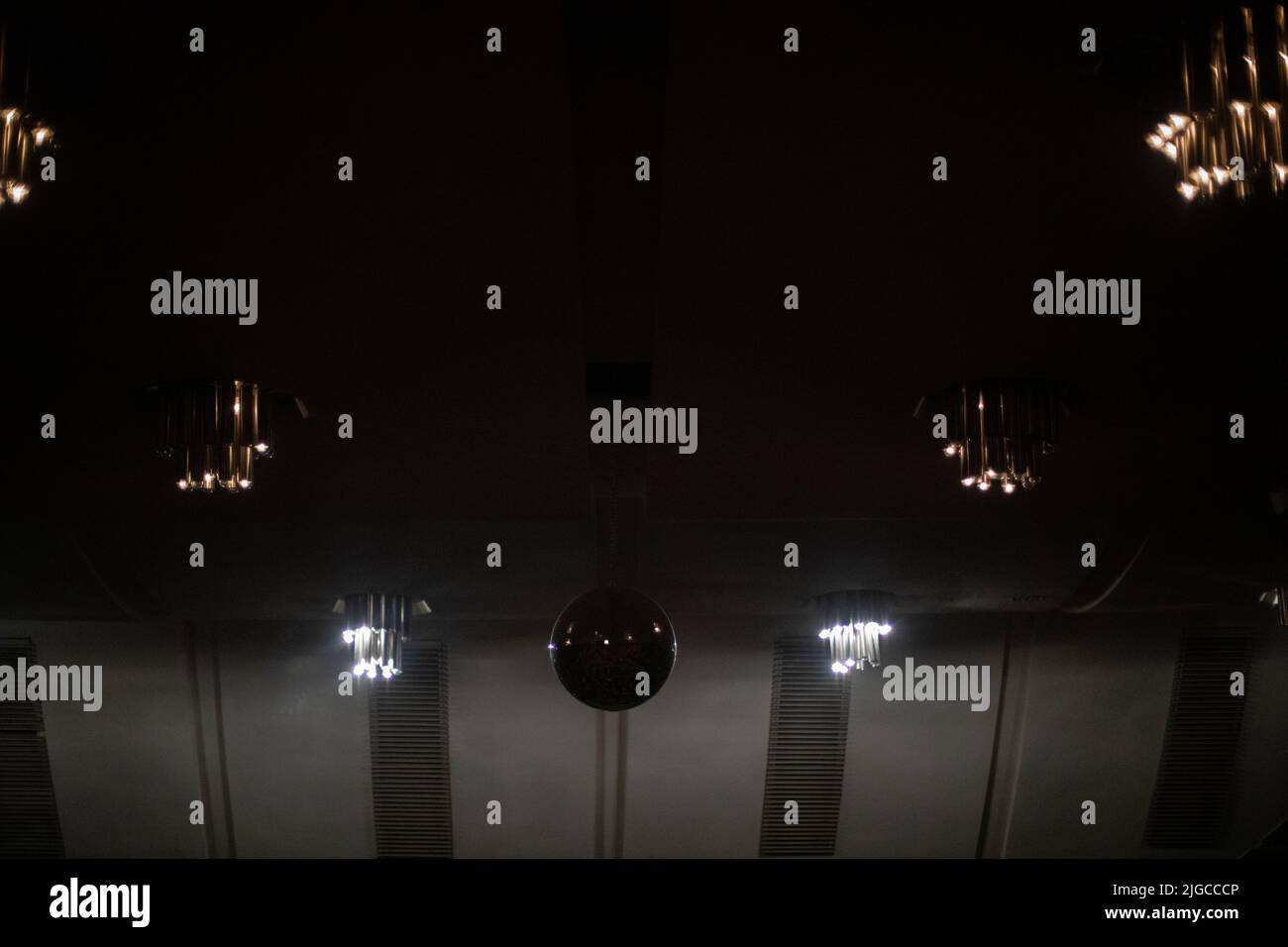 Lamps in interior. Light in room. Ceiling in apartment. Light design ...