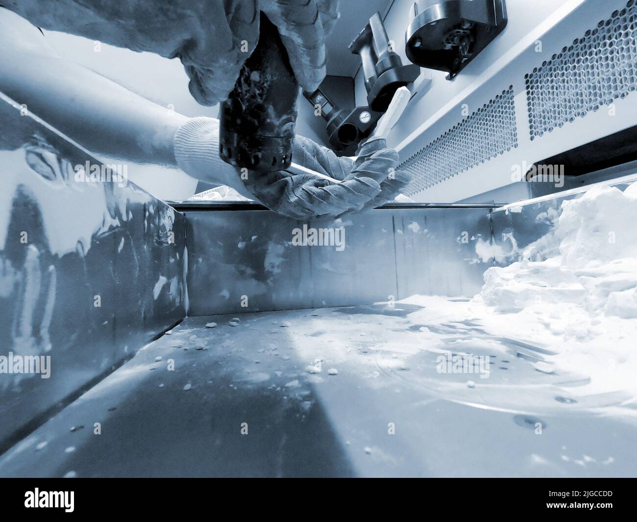 Engineer or artist designer printing 3D parts and shaping models from ...