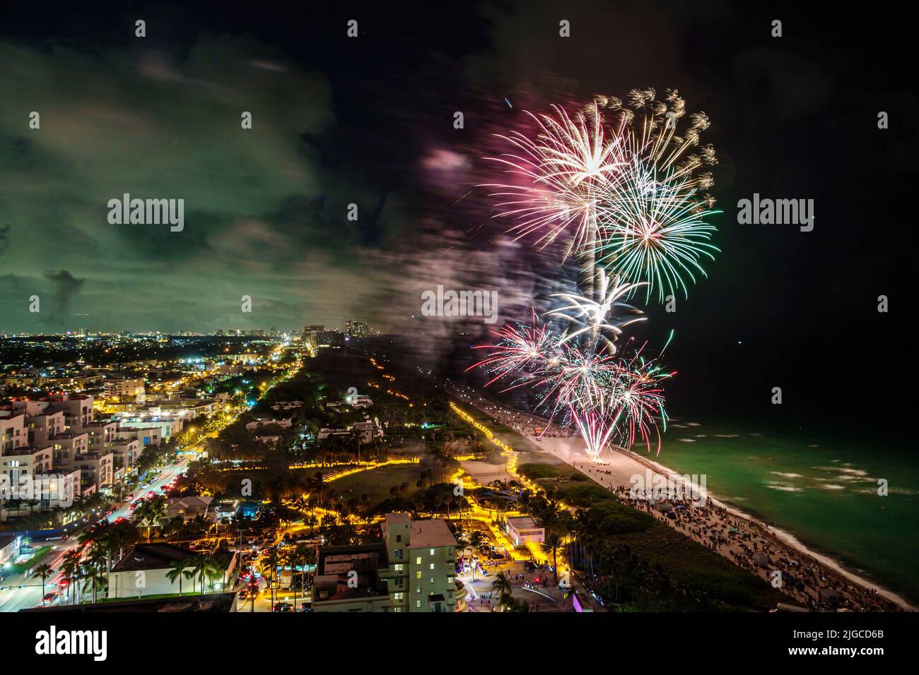 Miami Beach Florida,Ocean Terrace Fire on the Fourth 4th of July ...