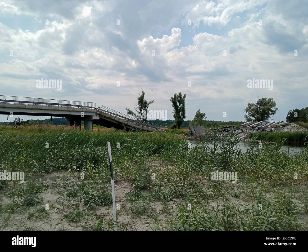 Destroyed due to hostilities into the bridge over the river near the ...