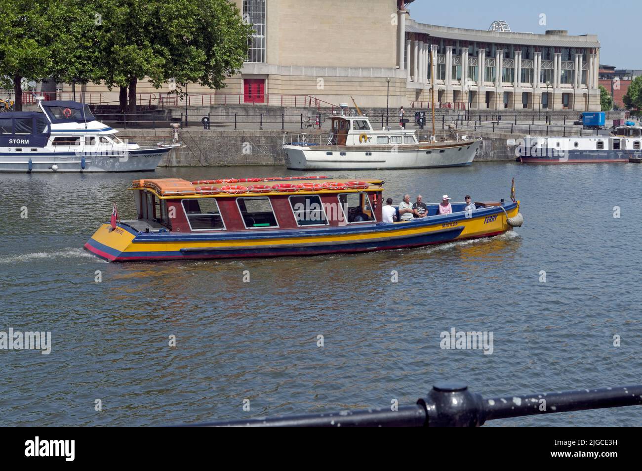 Matilda ferry boat taking tourists sightseeing around Bristol docks ...