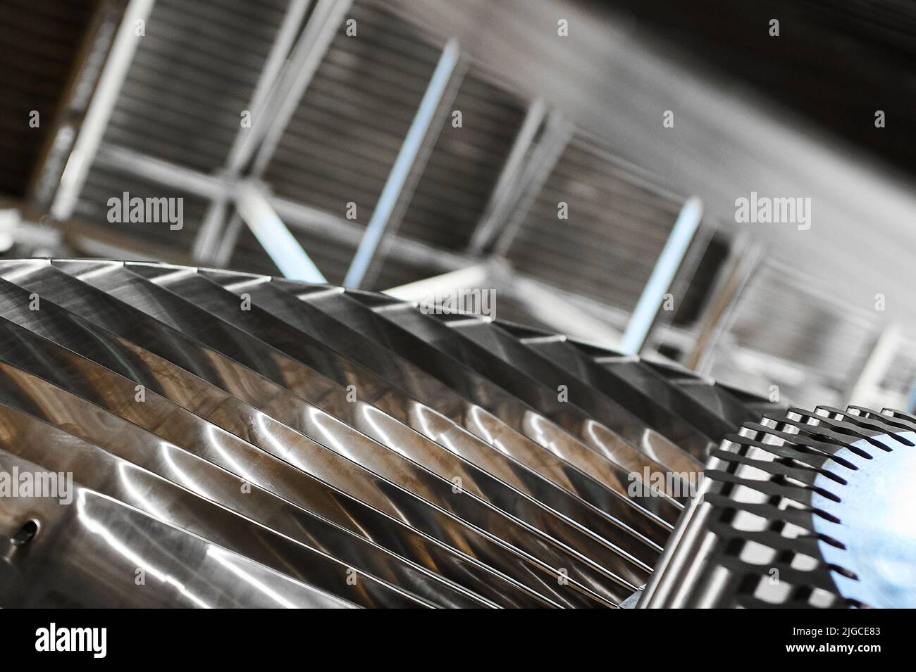 Rotor of modern steam turbine in plant workshop closeup Stock Photo - Alamy