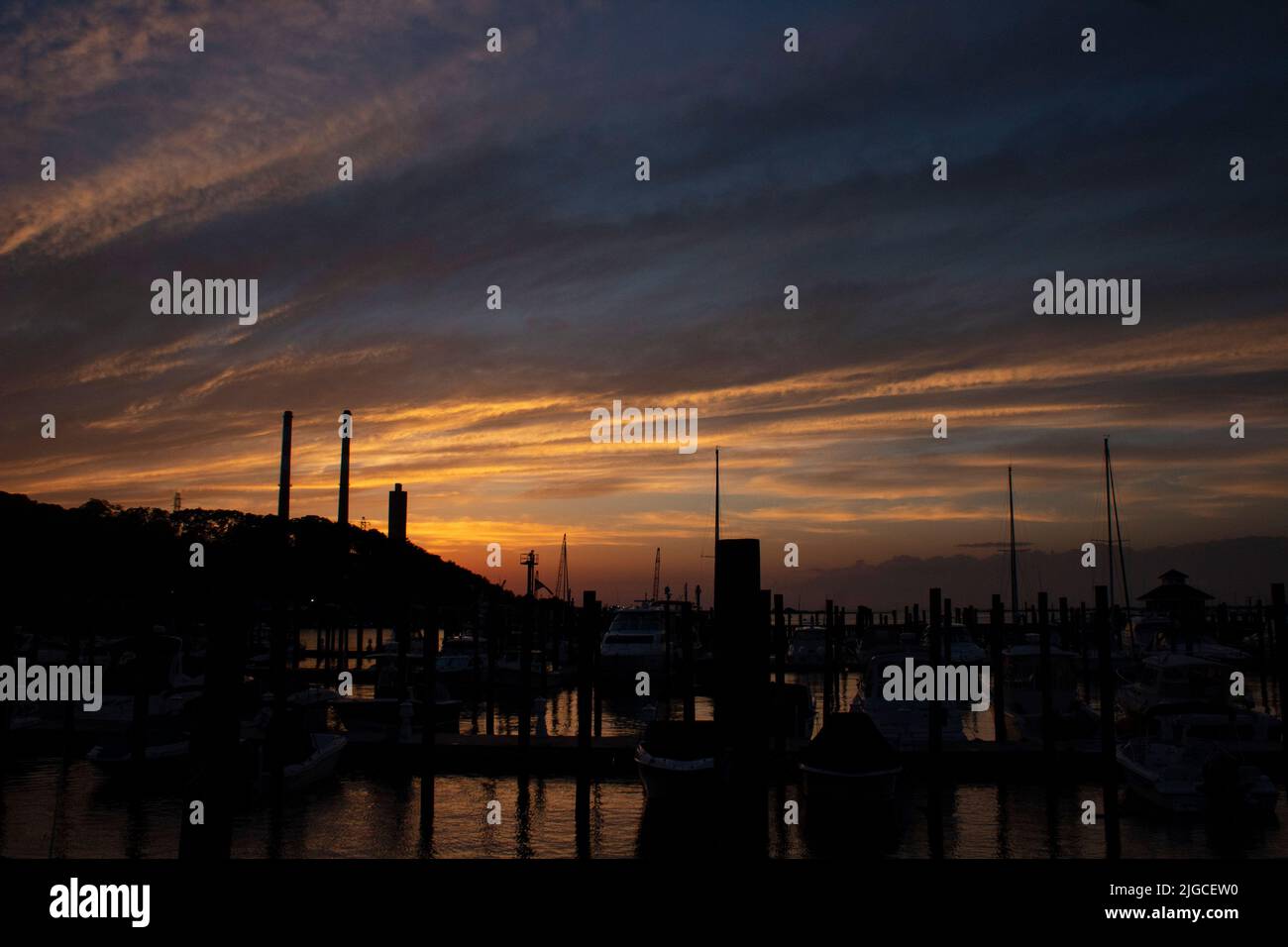 Port Jefferson Harbor Sunset Stock Photo - Alamy