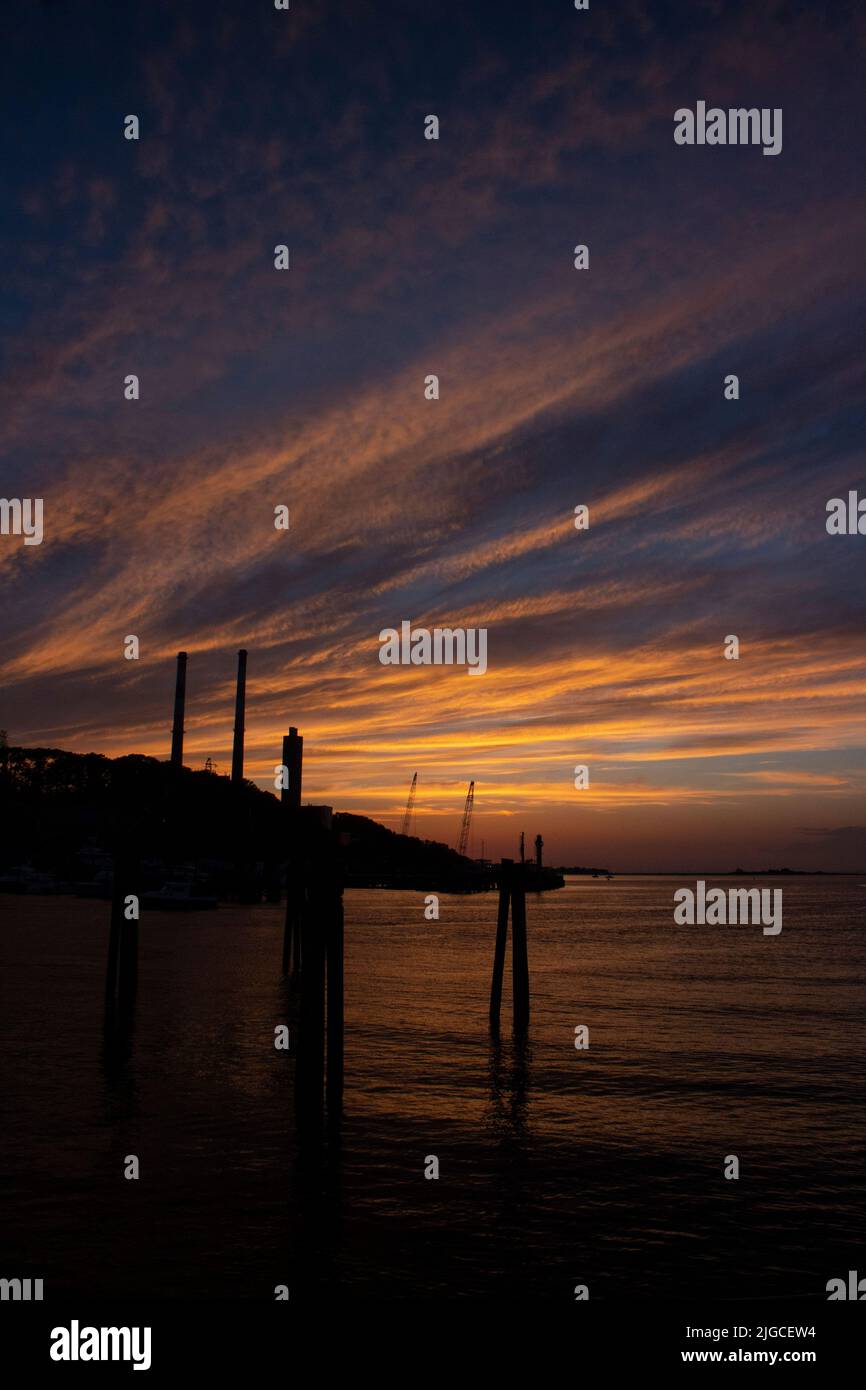 Port Jefferson Harbor Sunset Stock Photo - Alamy
