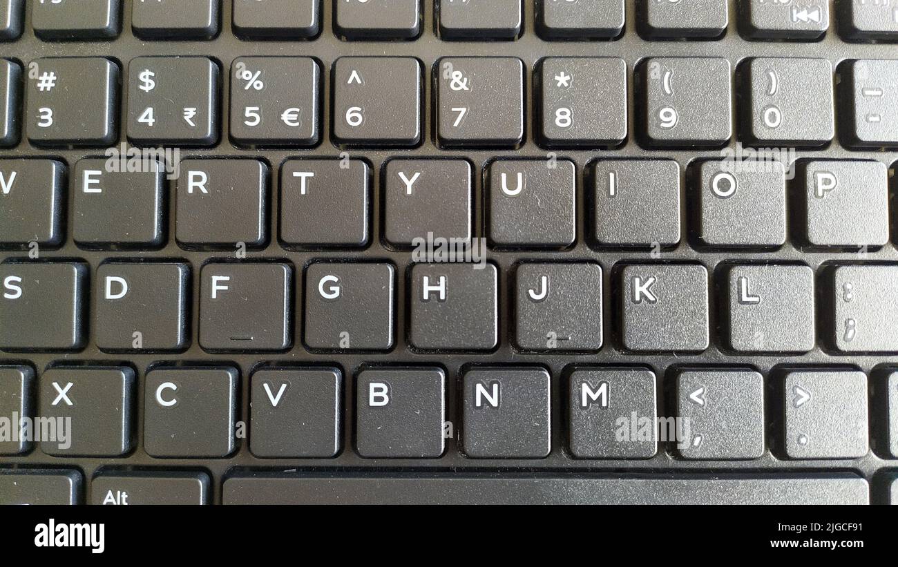 realistic black keyboard with blue accent color enter key and led lock ...