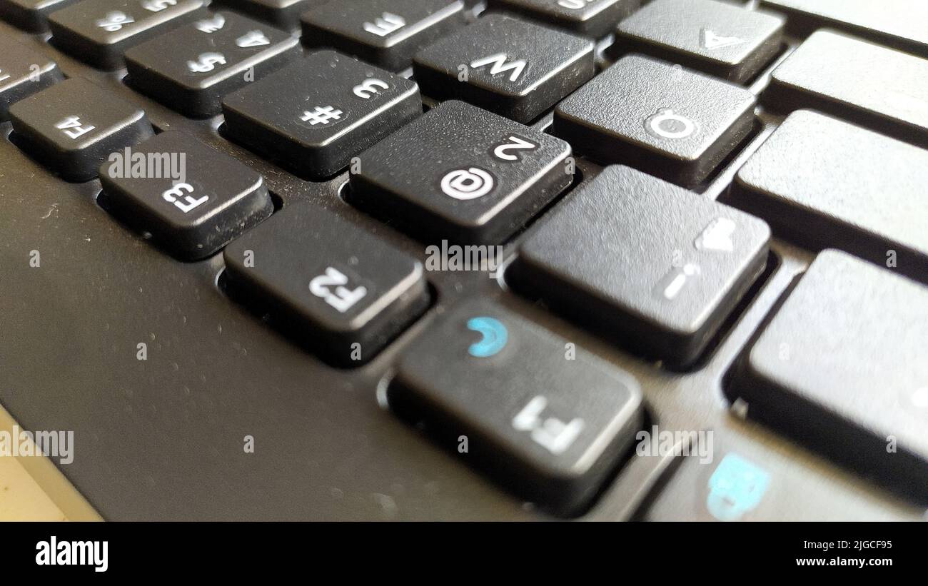 realistic black keyboard with blue accent color enter key and led lock ...