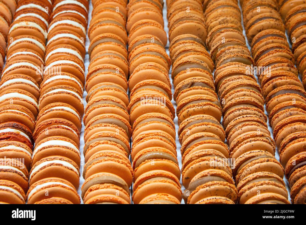 Delicious colourful rows of macaroons Stock Photo - Alamy