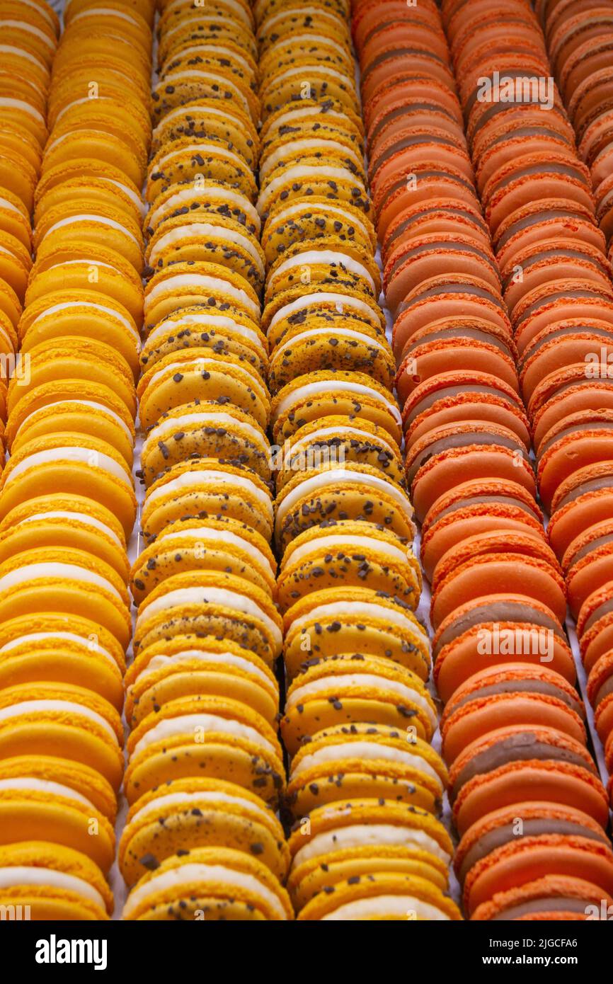 Delicious colourful rows of macaroons Stock Photo - Alamy