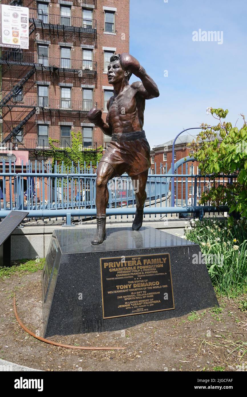 A statue of Tony DeMarco (born Leonardo Liotta) -was an American boxer ...