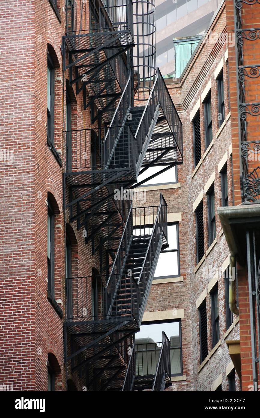 fire escape, Boston, Massachusetts, USA, North America Stock Photo - Alamy