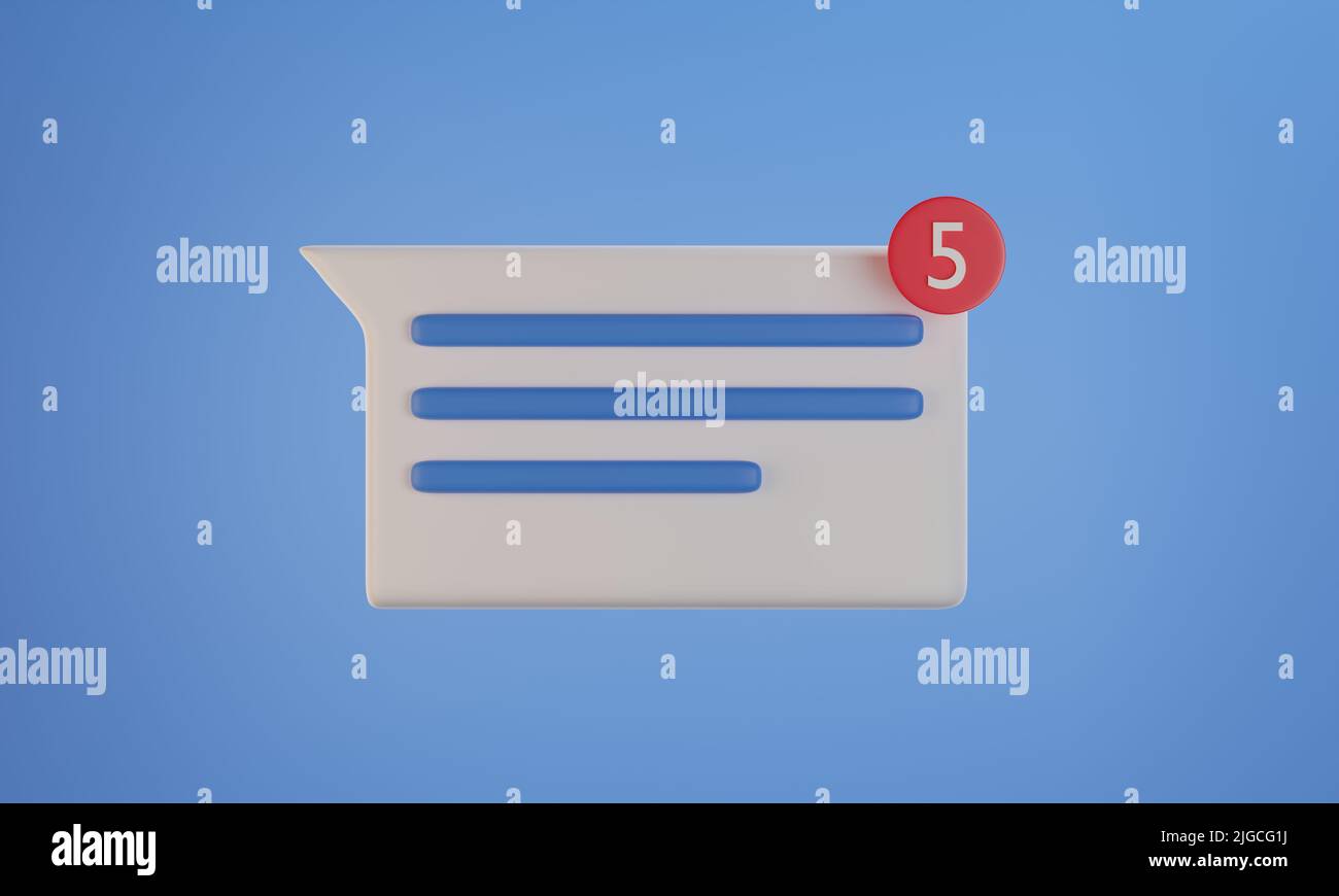 3d illustration. Email, text message and call notification on mobile ...