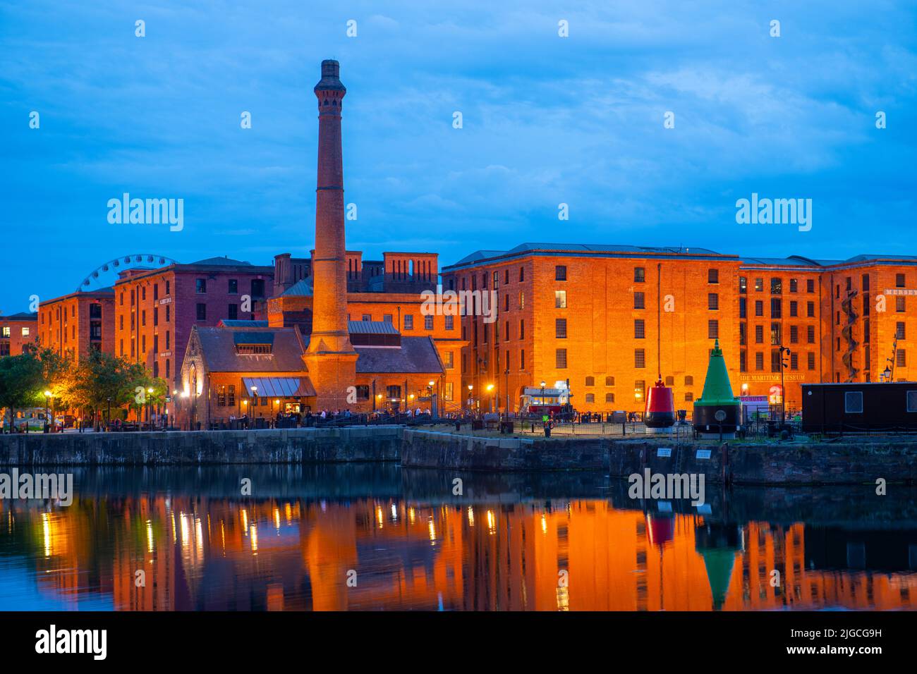 Pumphouse at blue hour sunset at Royal Albert Dock in Liverpool ...