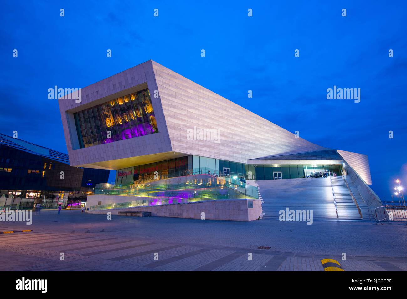 Museum of Liverpool at night at historic Pier Head at Maritime ...