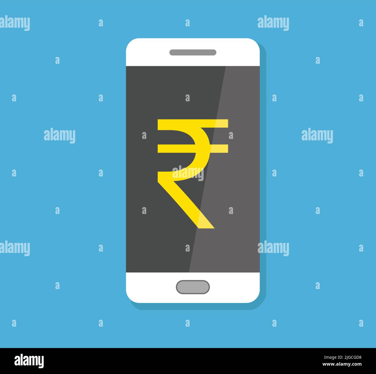 Rupee Sign Smartphone Display App Isolated Illustration Payment ...