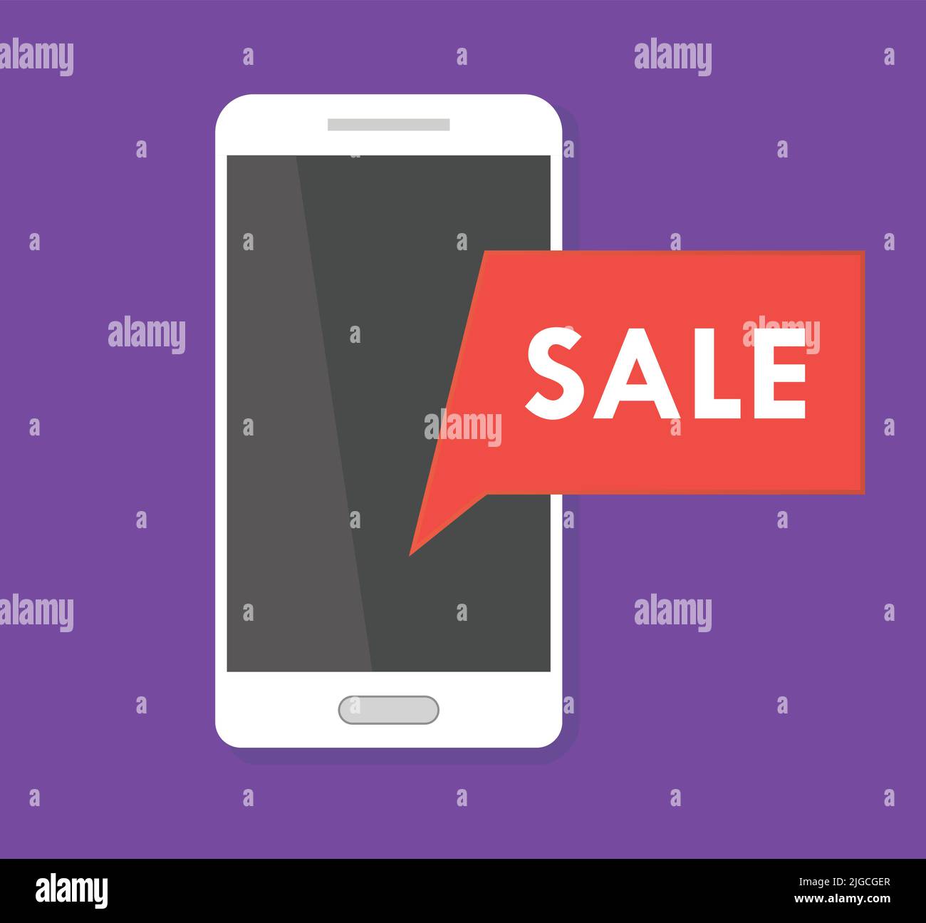 White Smartphone Sale Text Glossy Display Illustration Modern Isolated ...