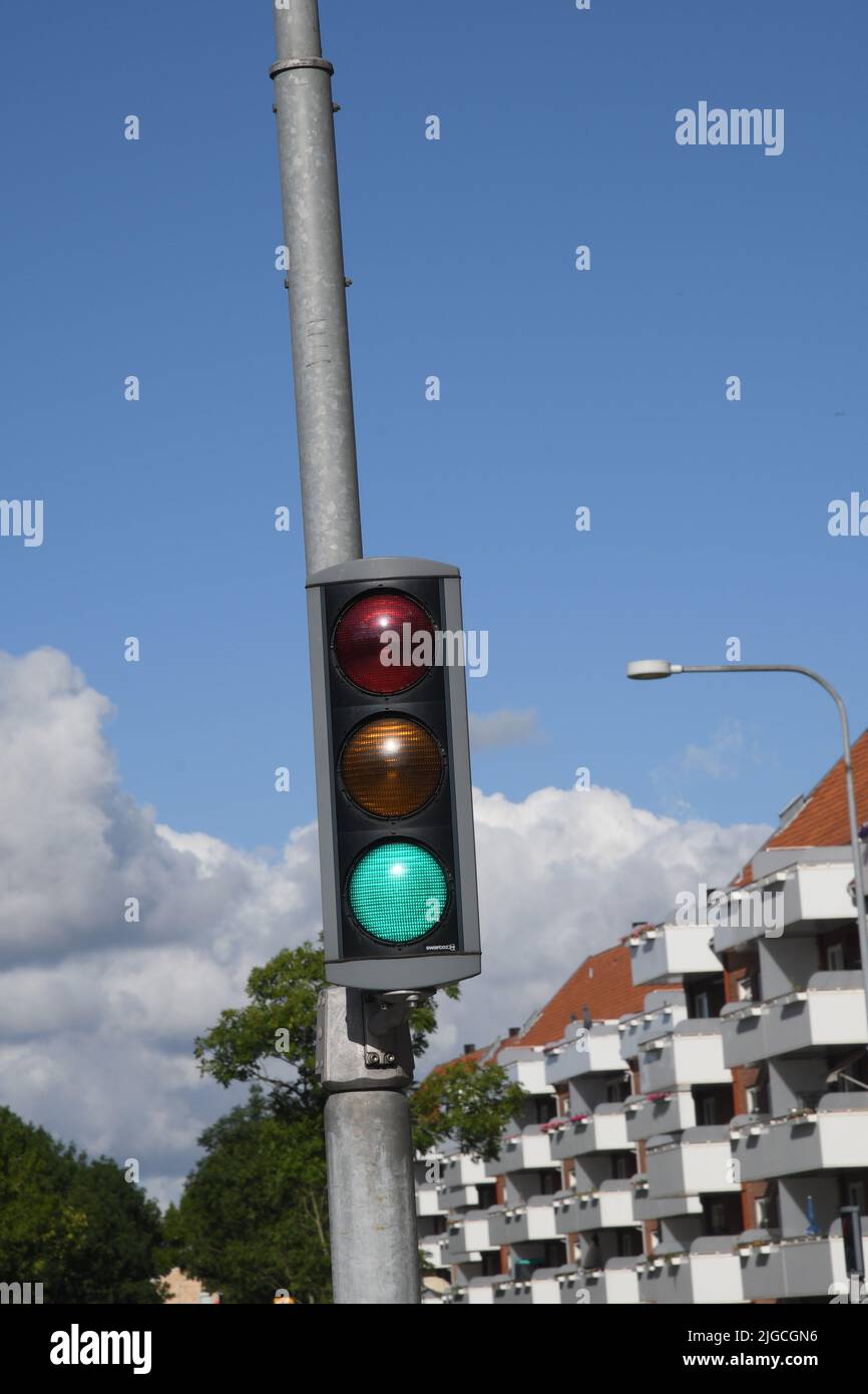 Kastrup/Copenhagen/Denmark/09 July 2022/ Traffic signal lights at ...