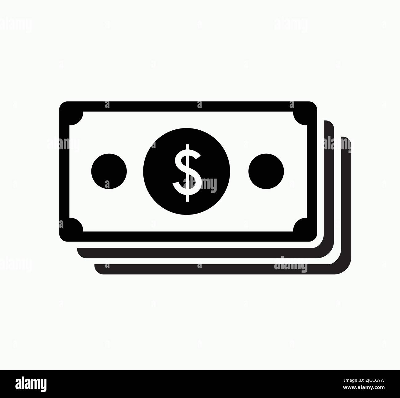 Stack Dollar Bill Note Icon Illustration Line Art Cash Money Payment ...