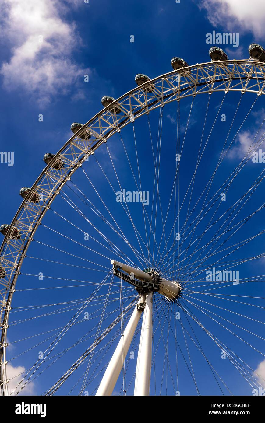 The spokes and capsules of the London Eye, London tourist attraction ...