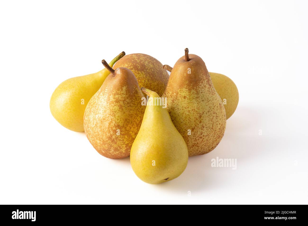 group of beautiful ripe pears isolated on white background Stock Photo ...