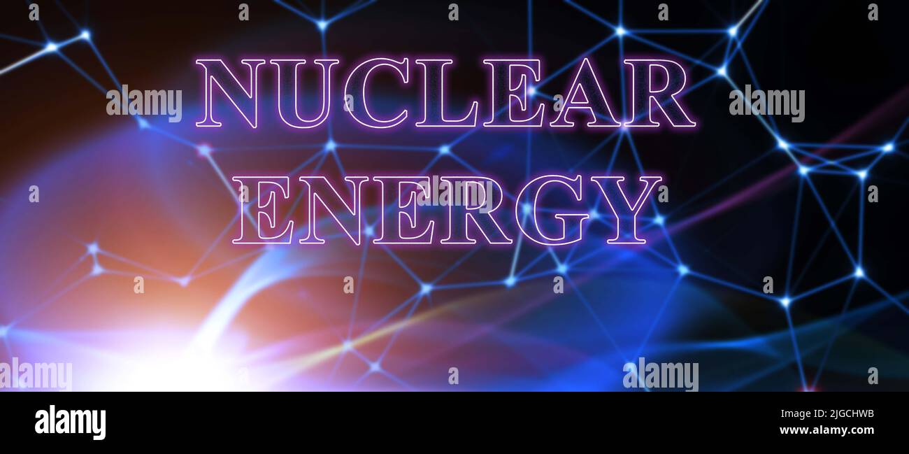 Abstract science and technology background text nuclear energy Stock ...