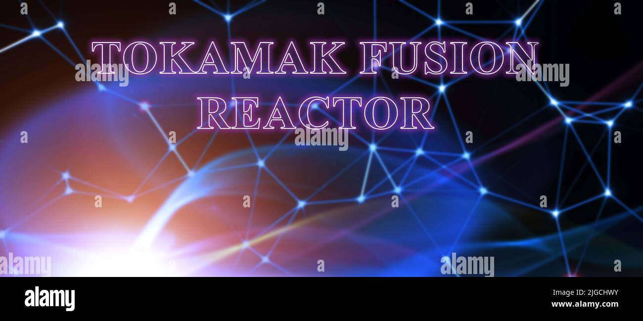 Abstract science and technology background text tokamak fusion reactor ...