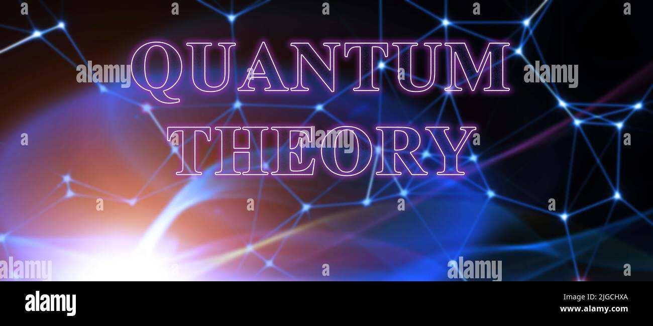 Abstract science and technology background text quantum theory Stock ...