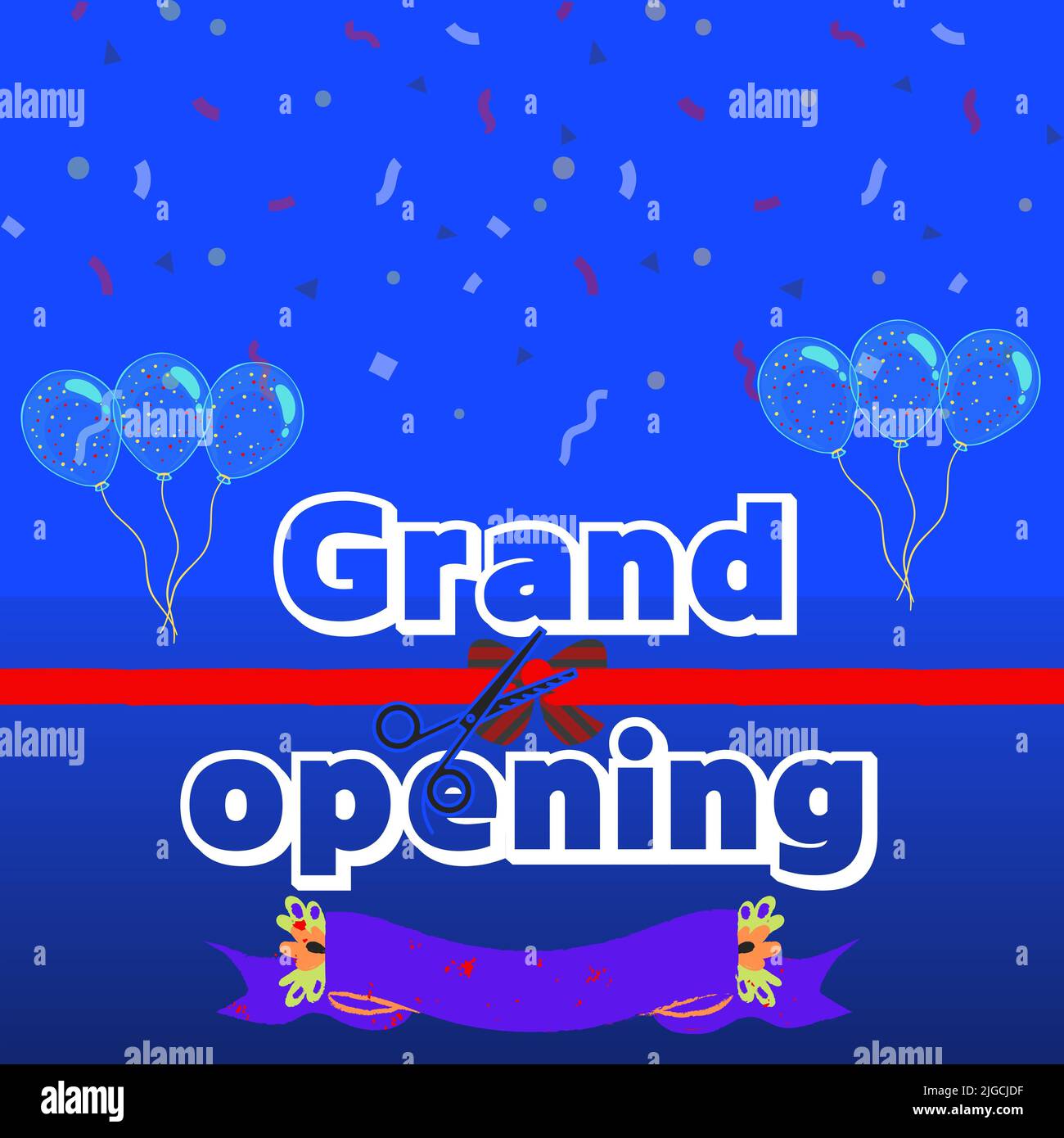Grand opening invitation concept illustration. 3D glitter letters on ...