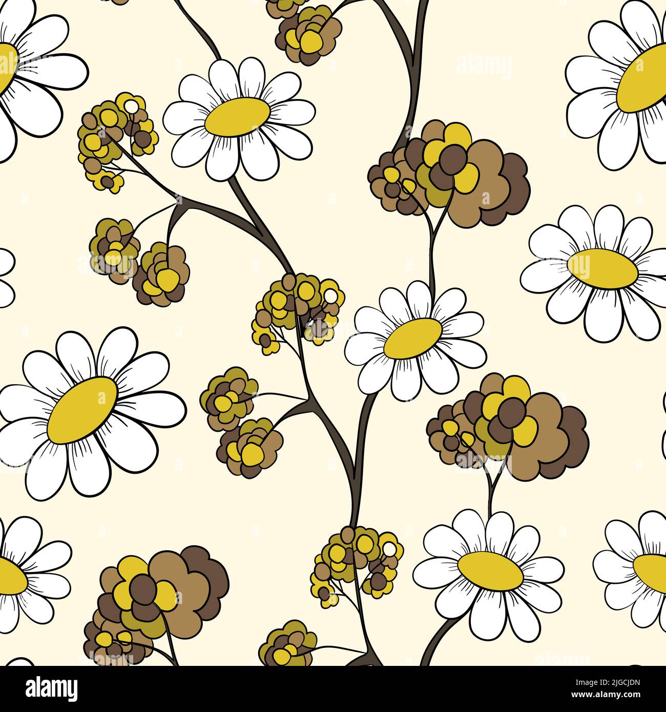 Seamless floral pattern based on traditional folk art ornaments ...