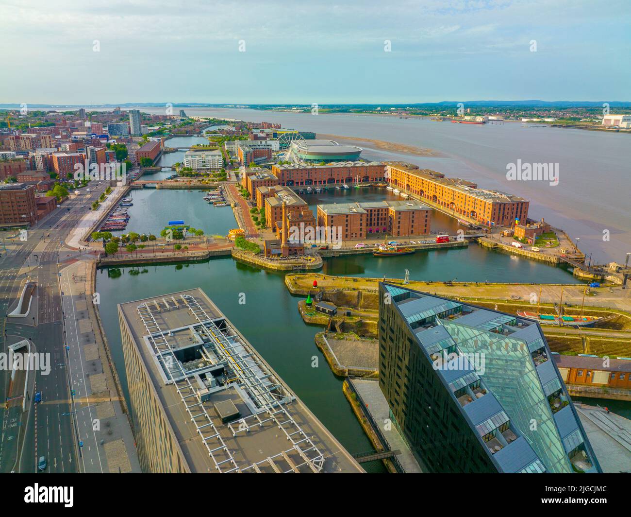 Royal Albert Dock aerial view in Liverpool, Merseyside, UK. Liverpool ...