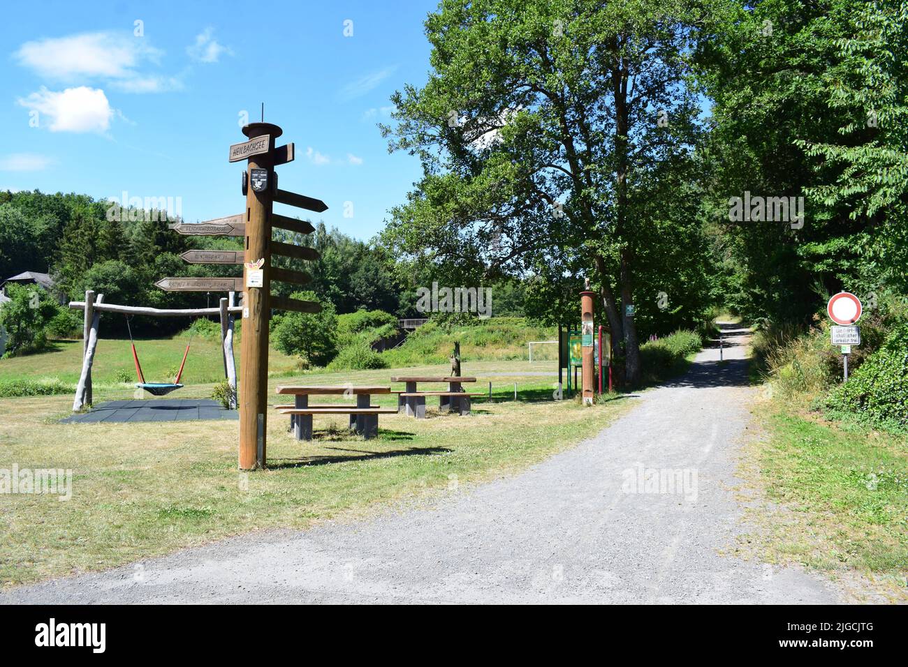 resting area on a hiking trail with a playground Stock Photo - Alamy