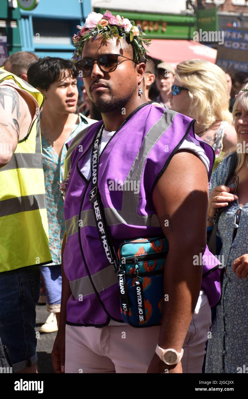 London, UK. 9th July, 2022. Trans rights now protest march through Soho ...