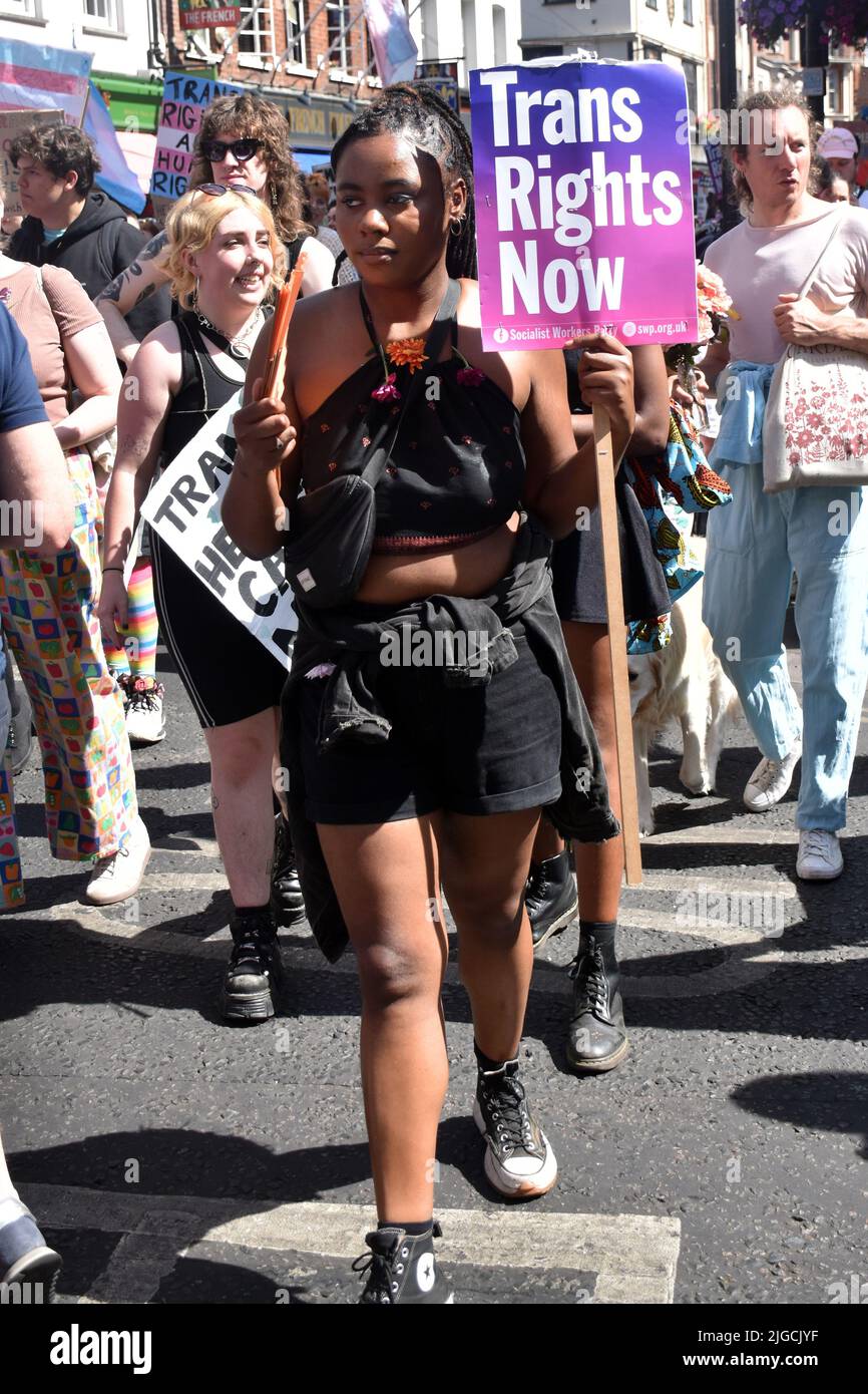 London, UK. 9th July, 2022. Trans rights now protest march through Soho ...