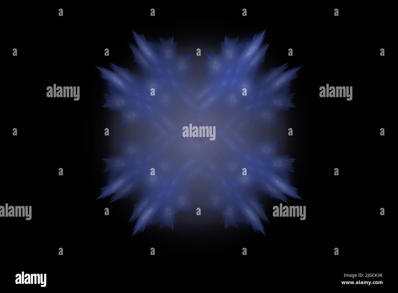 Digital Render Fractal showing rotational symmetry and flowing blue ...