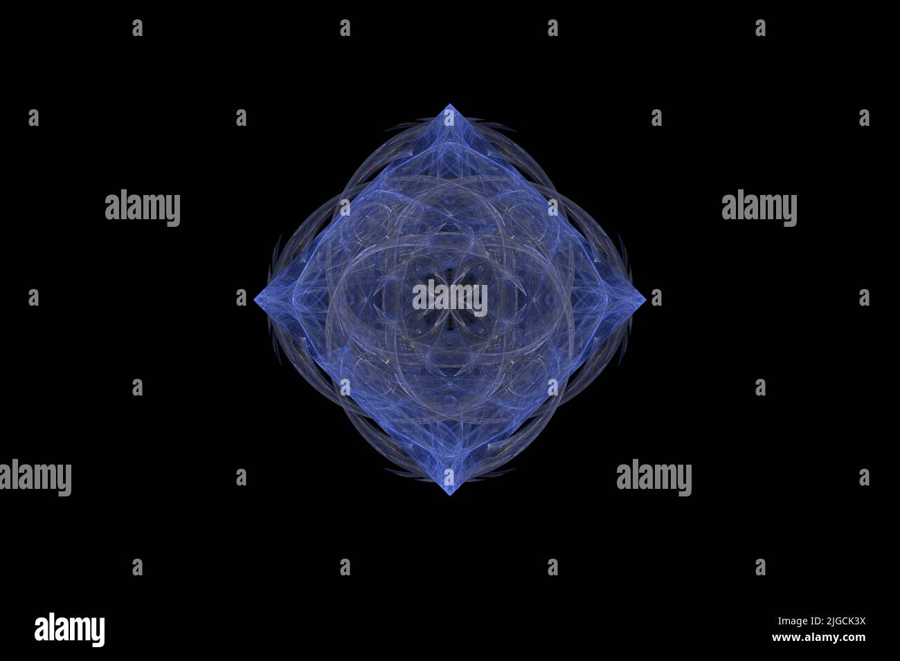 Digital Render Fractal showing rotational symmetry and flowing blue ...