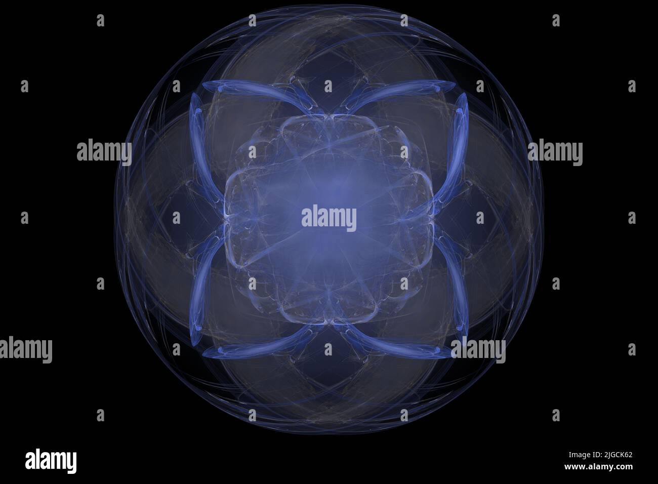 Digital Render Fractal showing rotational symmetry and flowing blue ...