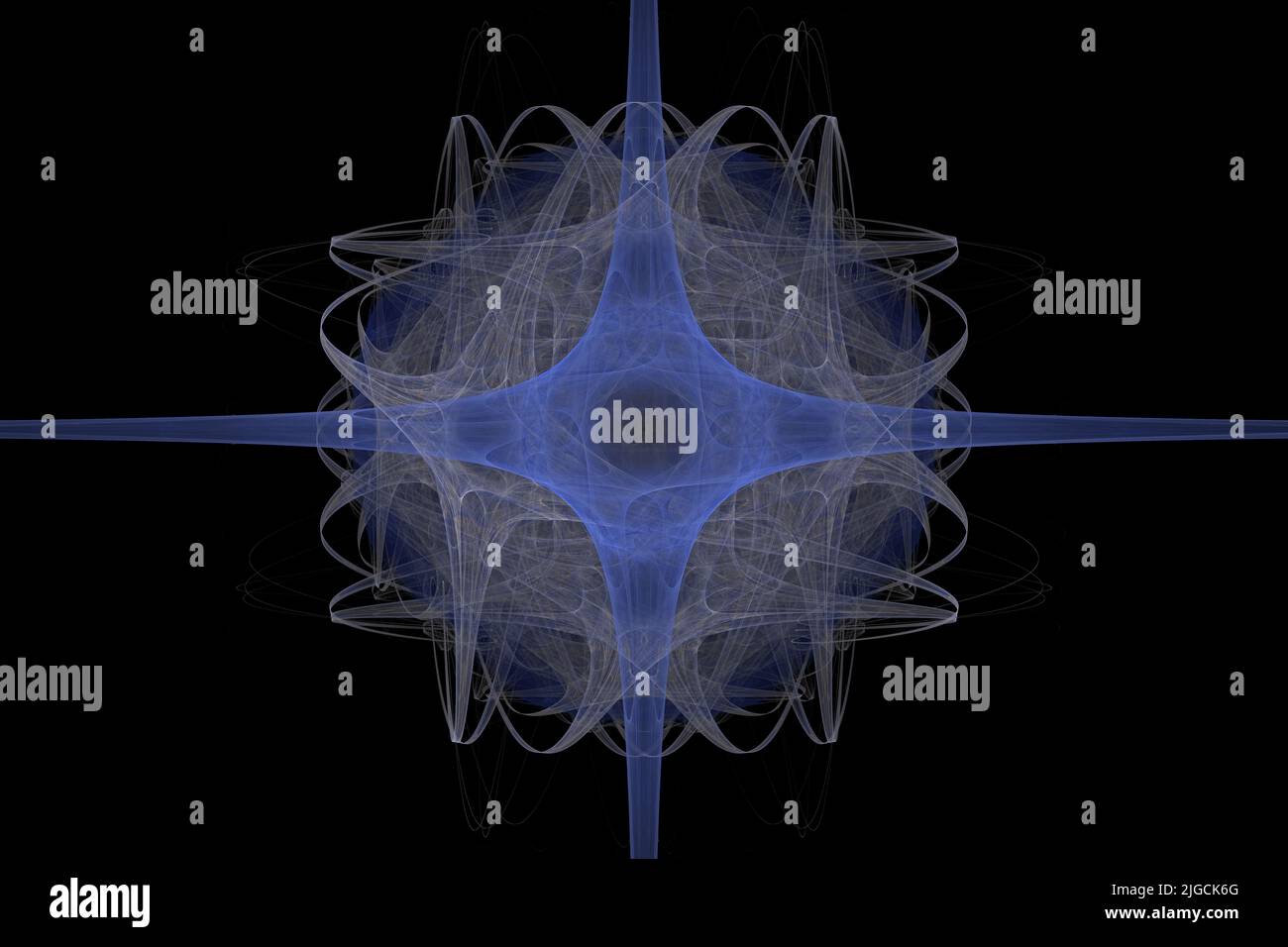 Digital Render Fractal showing rotational symmetry and flowing blue ...